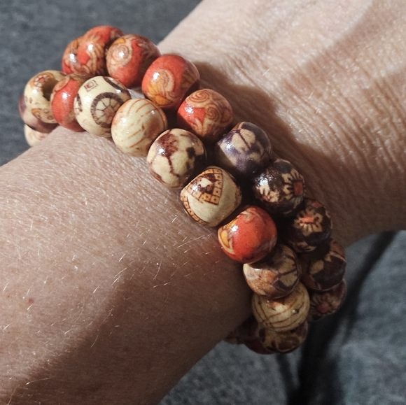 Hand Crafted | Jewelry | Nwt Handmade Set Of 2 Wooden Bead Stretch ...